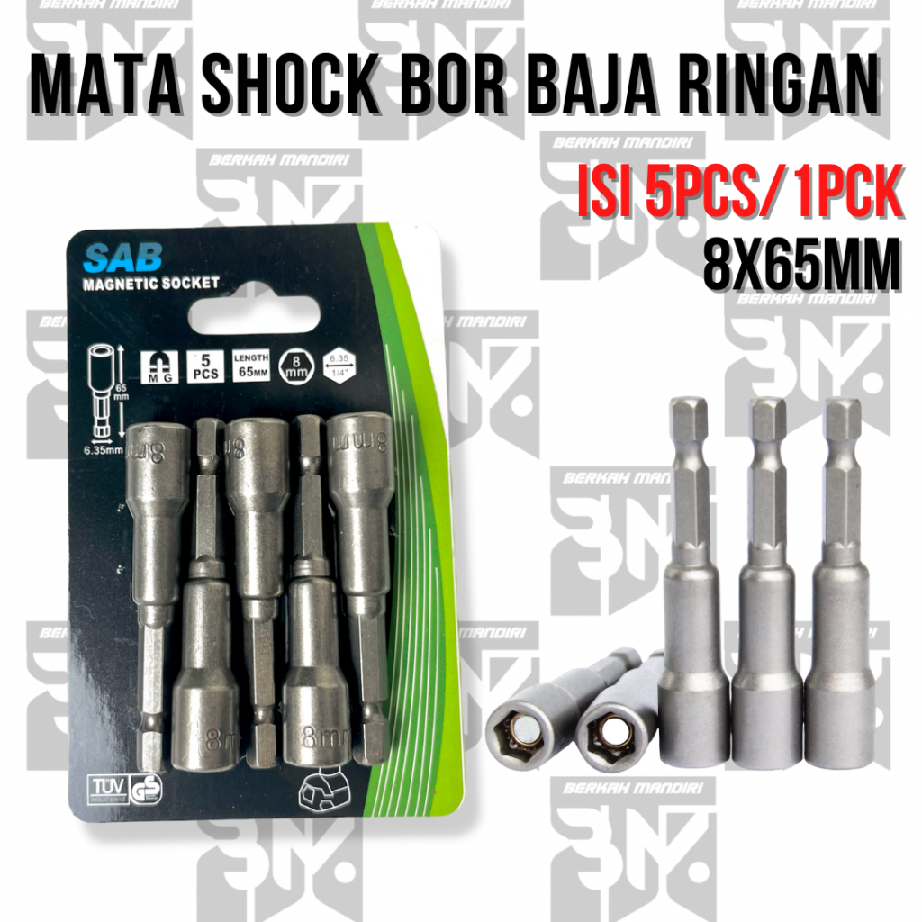 Jual Mata Sok Roofing 8x65mm 8x42mm ISI 5PCS Magnetic Mata Bor Sock Baut Baja Ringan Magnet Nut ...