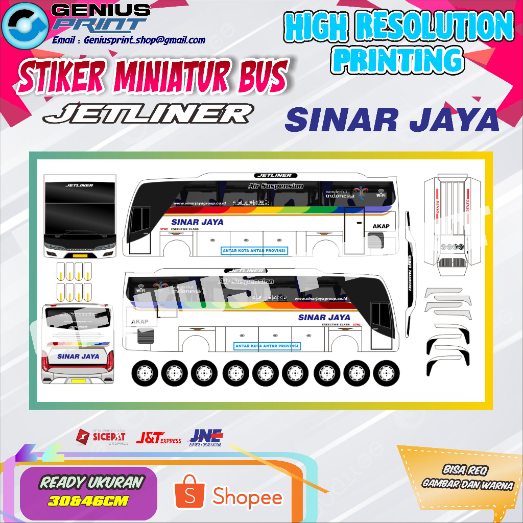 Jual Stiker Miniatur Bus Jetliner Livery Sinar Jaya | Primajasa | Putra ...