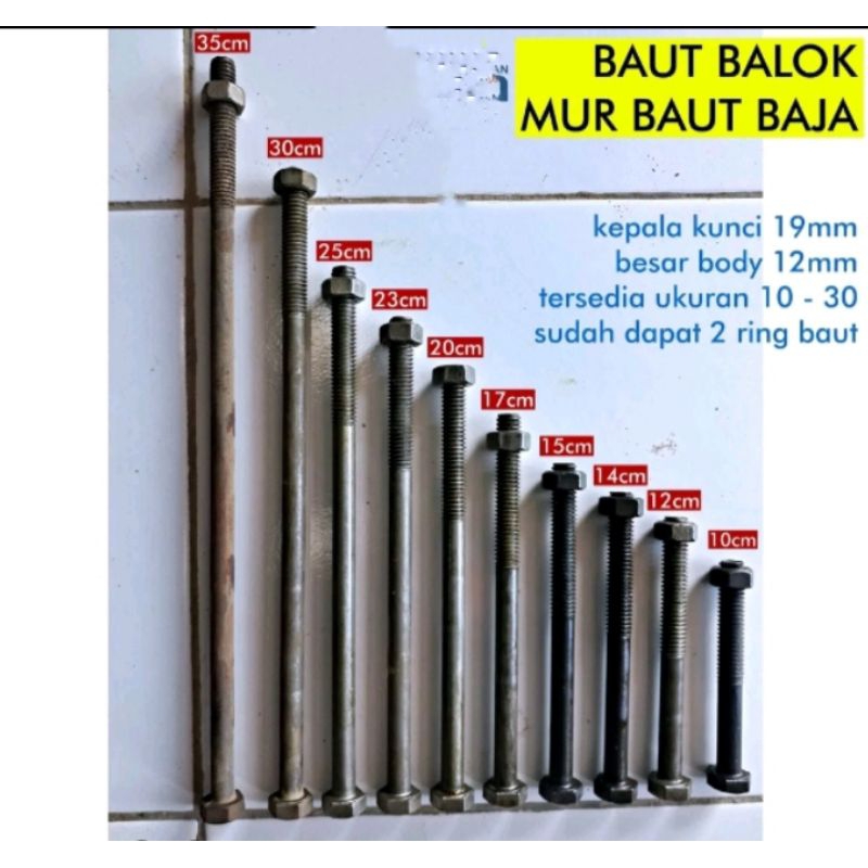 Jual BAUT BLANDAR/ BAUT KAYU balok, UKURAN KUNCI 19, UKURAN PANJANG ...