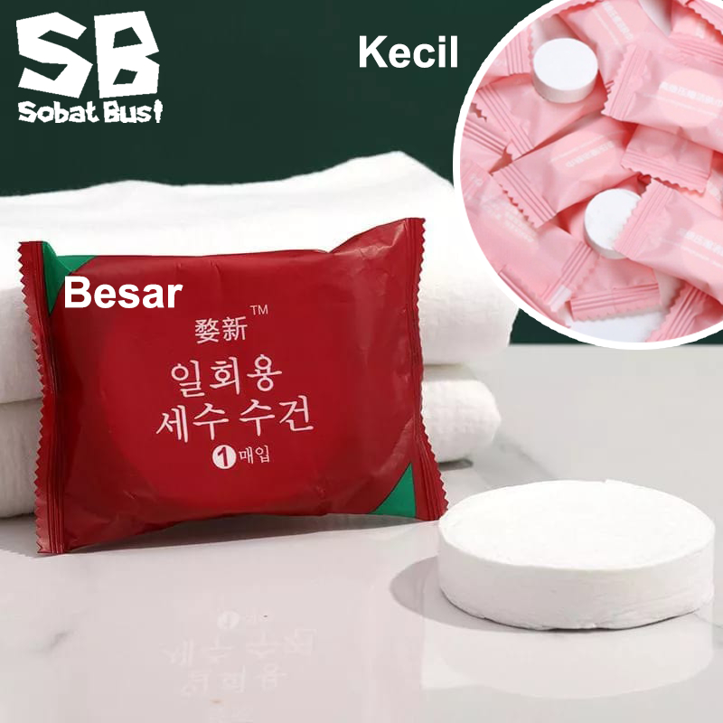 Jual Tablet Pil Handuk Tissue Mini Besar Travelling Towel Kompres Tisu ...