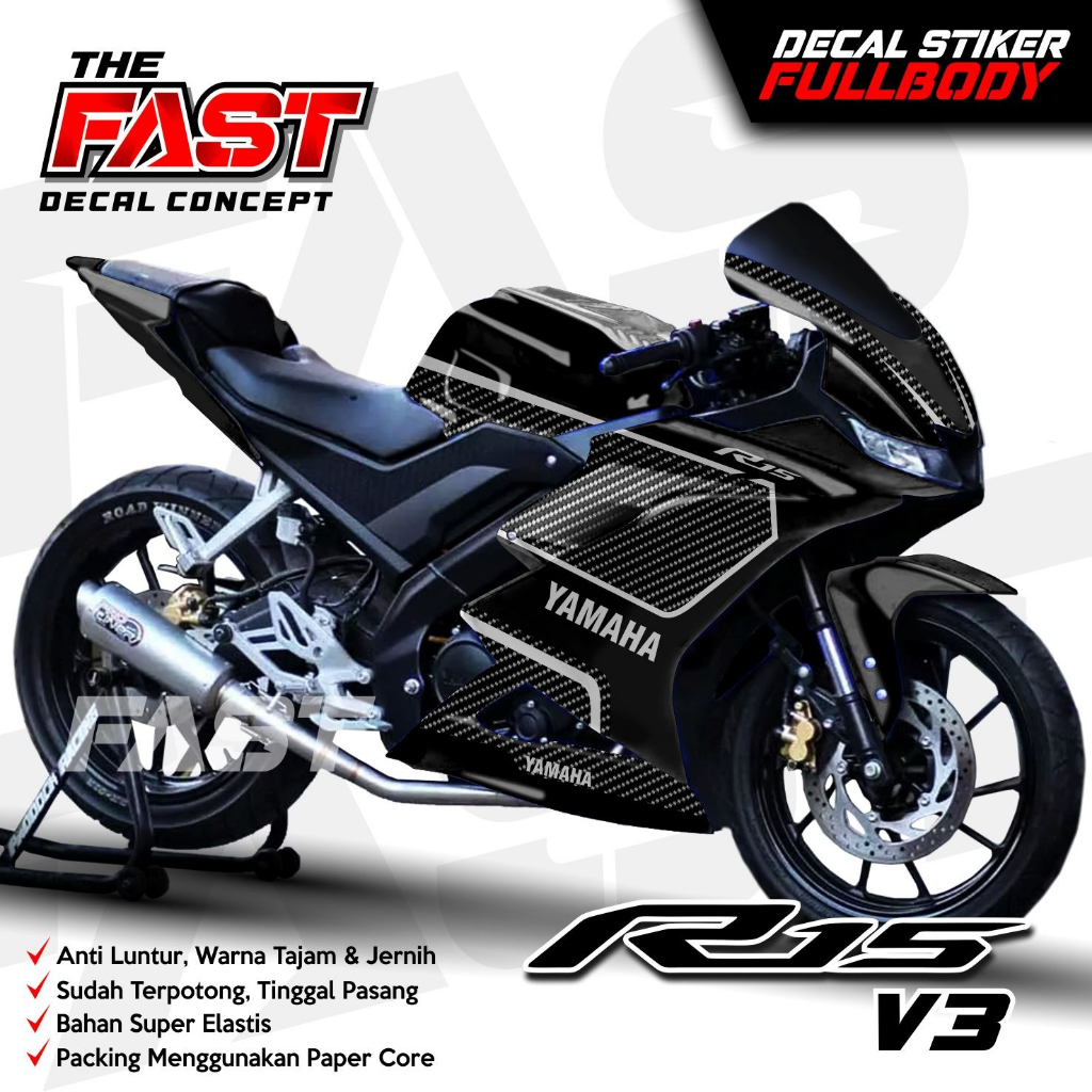 Jual BISA COD decal stiker R15v3 full body stiker decal R15v3 Fullbody mptif carbon stiker ...