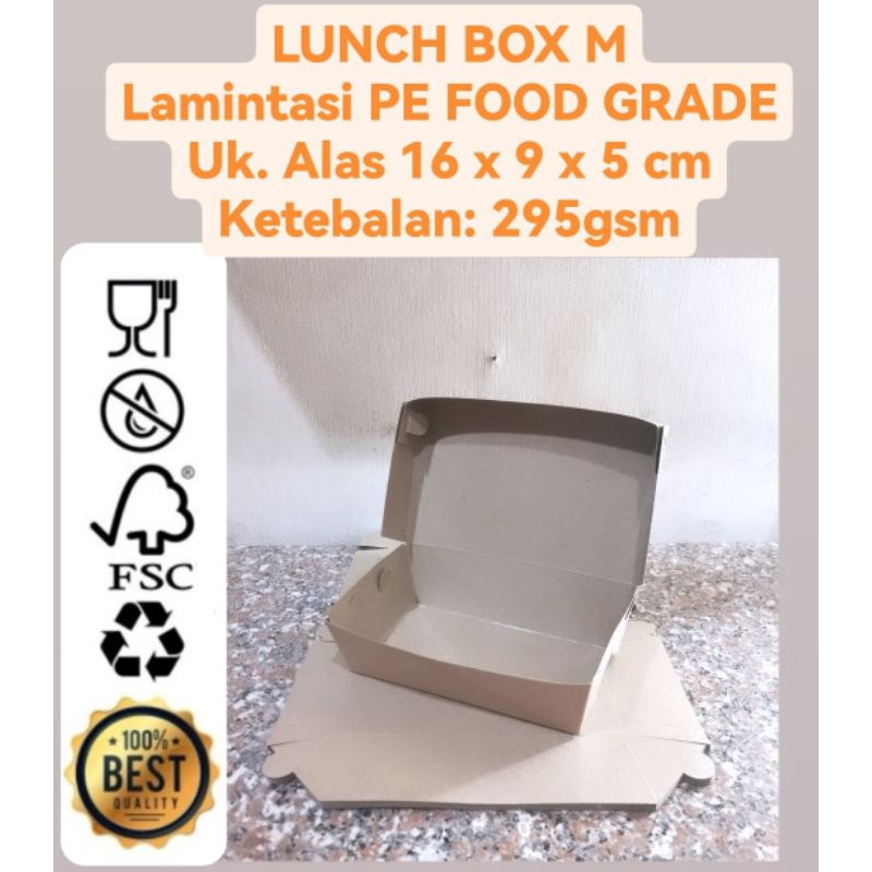 Jual Lunch Box Medium M Bahan Kraft Glossy 295gsm/ Lunch Box Medium M ...