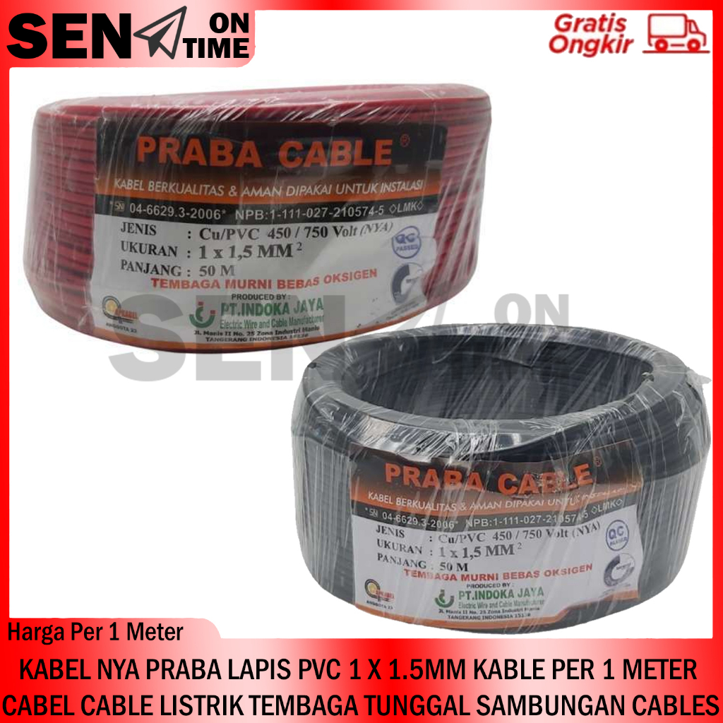 Jual KABEL NYA PRABA 1 X 1.5 MM PER METER METERAN CABLE CABEL KABLE ...
