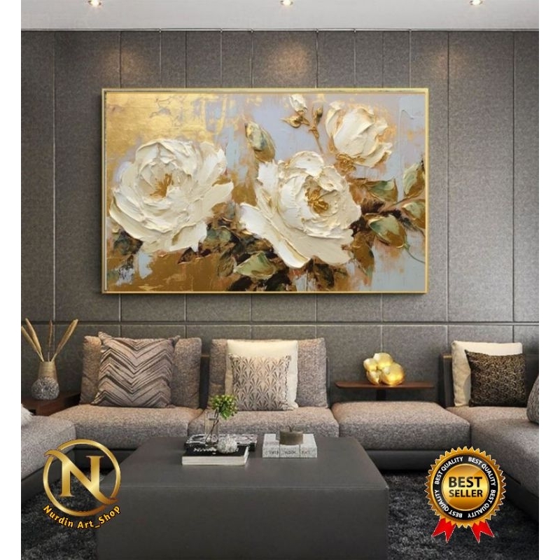 Jual Lukisan modern Bunga//hiasan dinding ruang tamu//hiasan dinding ...