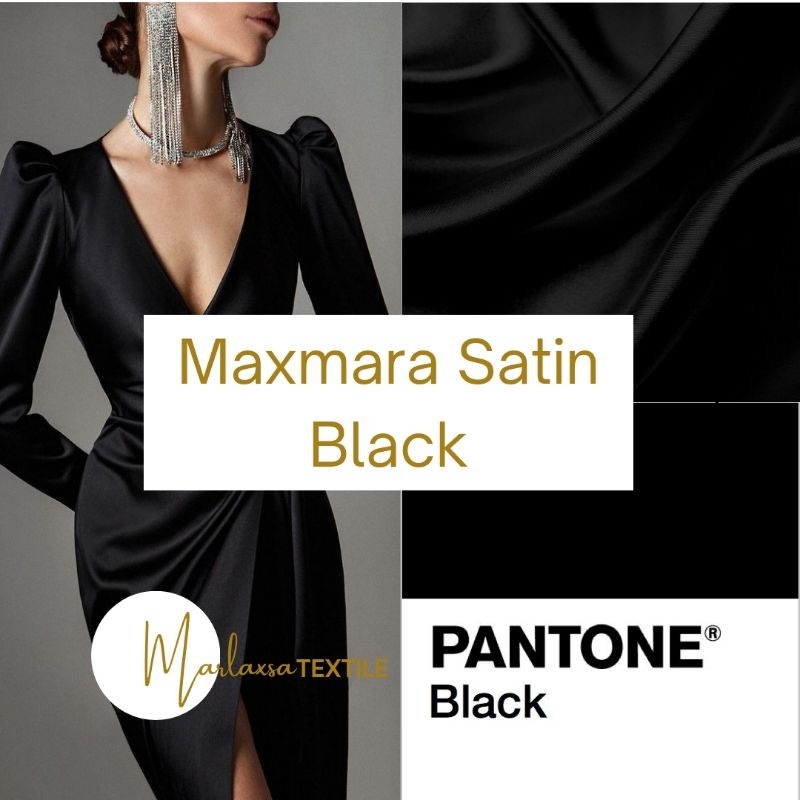 Jual KAIN PURE SILKY SATIN MXM | Black | Hitam | Shopee Indonesia