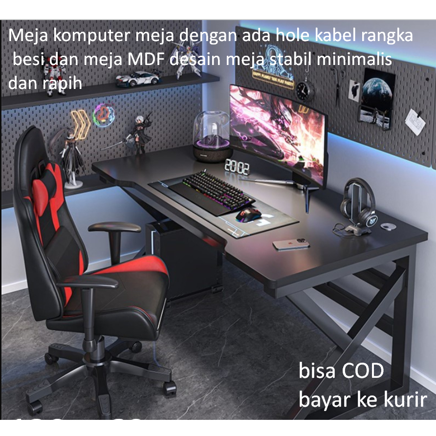 Jual Meja komputer meja dengan ada hole kabel rangka besi dan meja MDF ...