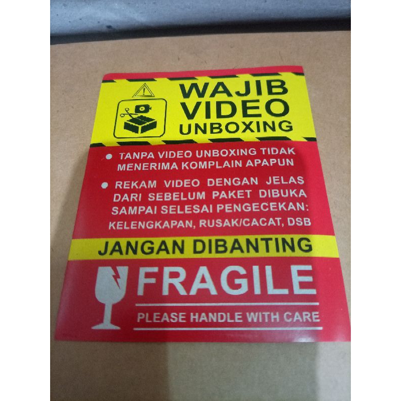 Jual Sticker WAJIB VIDEO UNBOXING dan stiker fragile 10X8cm 1pack ...