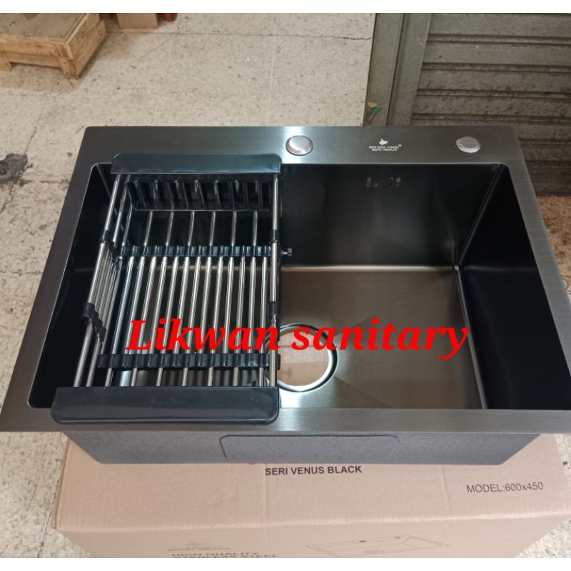 Jual Kitchen sink stainless 6045 hitam golden hand / Bak cuci piring ...