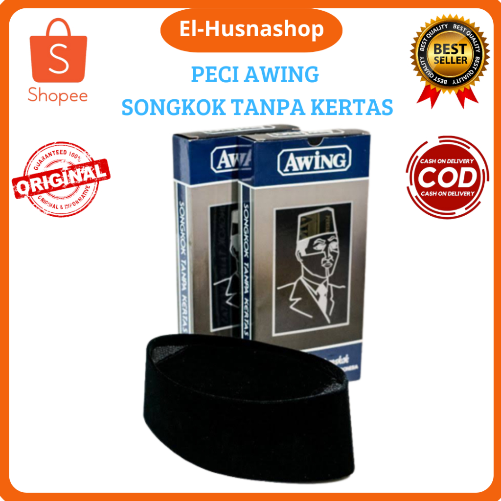 Jual Peci Awing AC Hitam Original Songkok Tanpa Kertas Songkok Awing ...