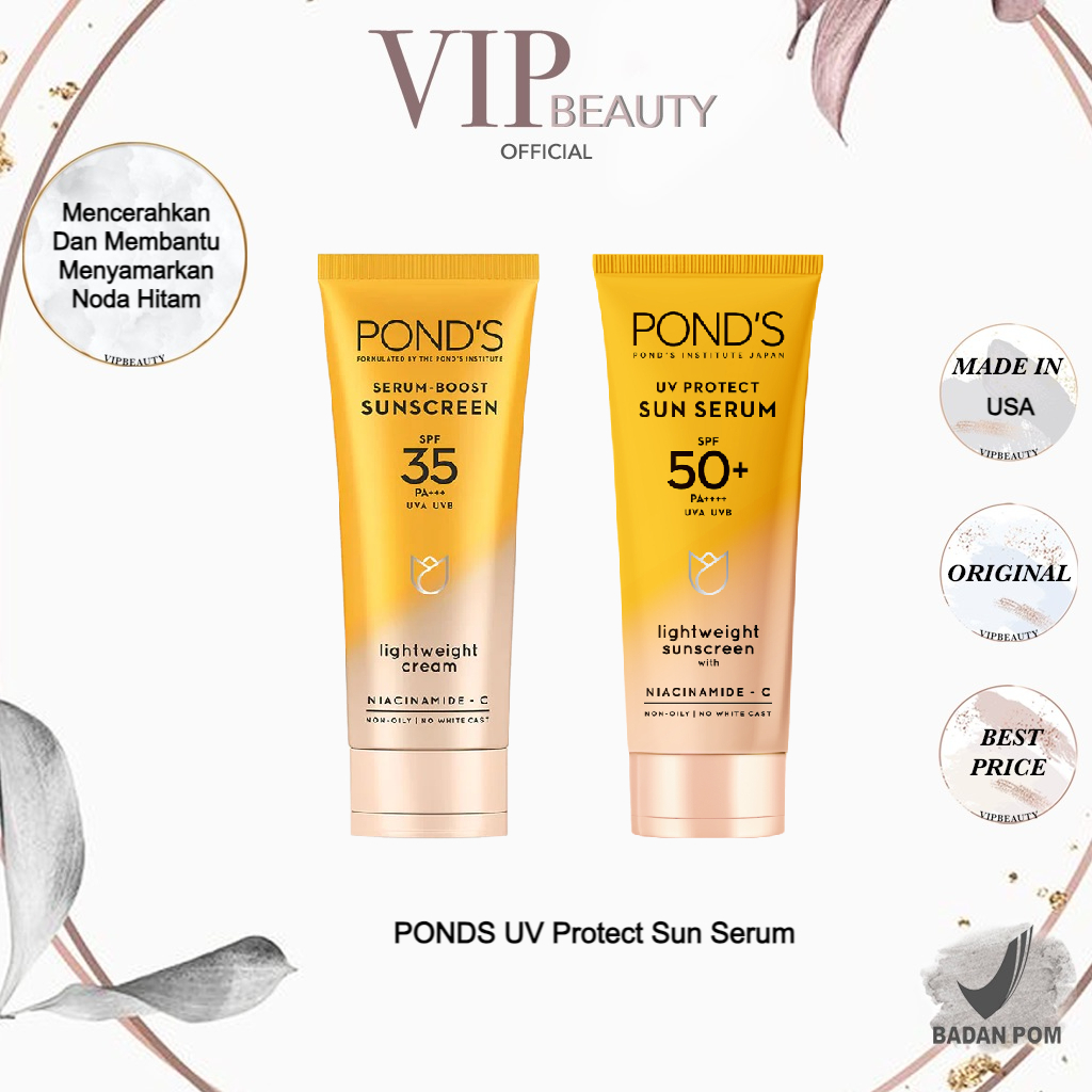 Jual PONDS UV Protect Sun Serum SPF35 / SPF50+ PA++++ UVA UVB ...