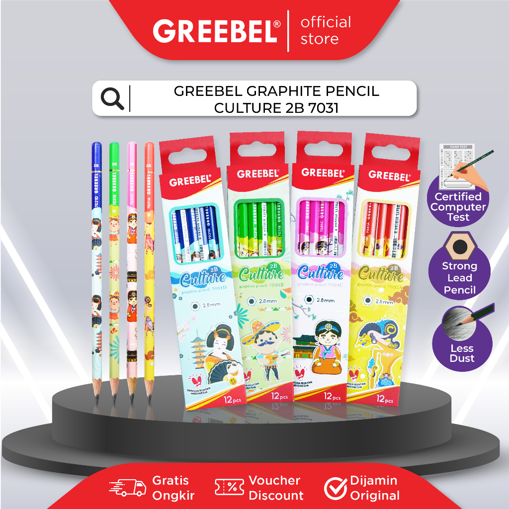 Jual Pensil Serut Greebel 2B 7031 Culture / Pencil Kayu Karakter ...
