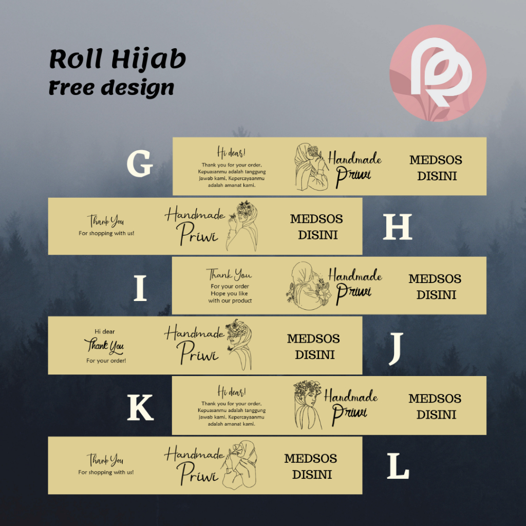 Jual ROLL HIJAB KERTAS KRAFT LABEL PENGIKAT PEREKAT KERUDUNG CUSTOM ...