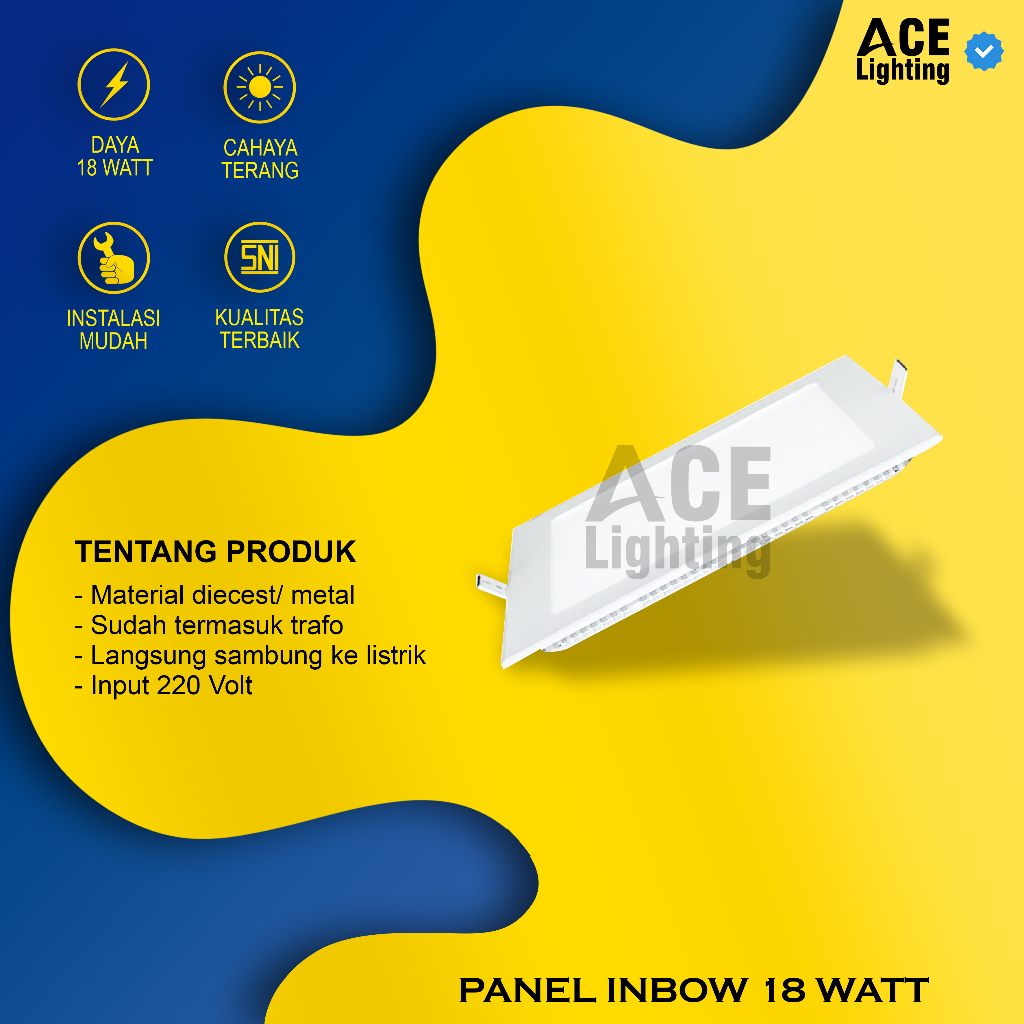 Jual Lampu panel downlight inbow 18 watt downlight plafon kotak 18w ...