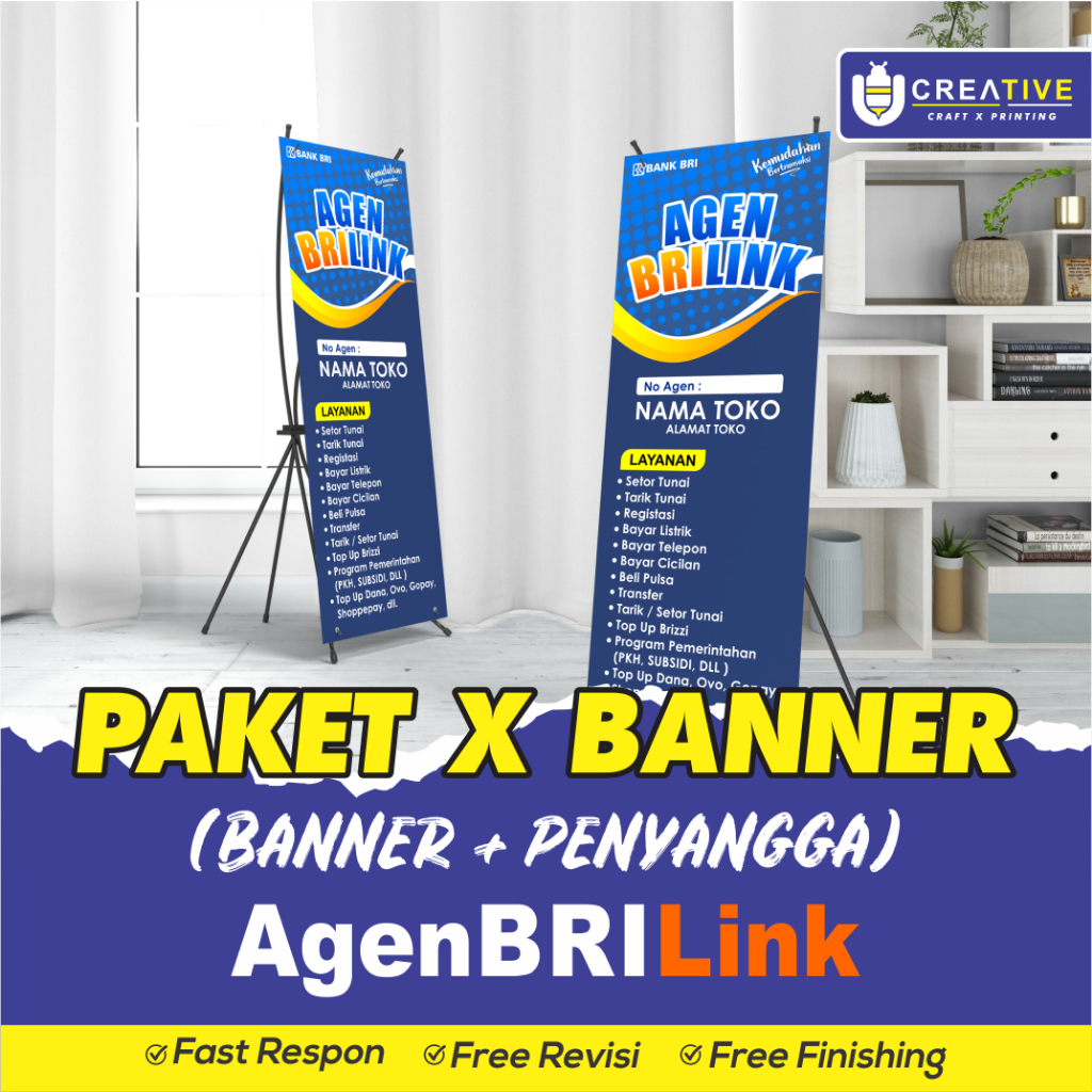 Jual PAKET X Banner Agen BRILink (Banner & Standing) Ukrn.60x160cm ...