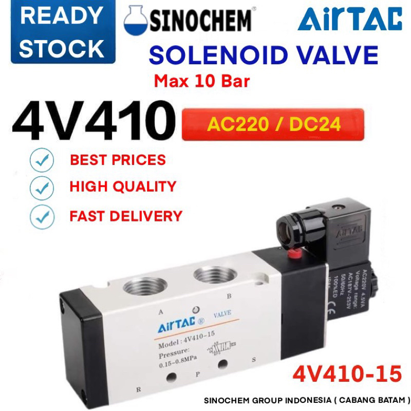 Jual Solenoid Valve 4V410-15 (AC220) AIRTAC | Shopee Indonesia