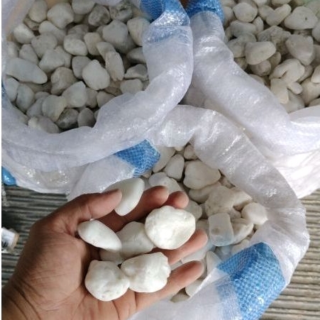 Jual batu putih besar 1kg batu hiasan taman batu putih makam | Shopee ...