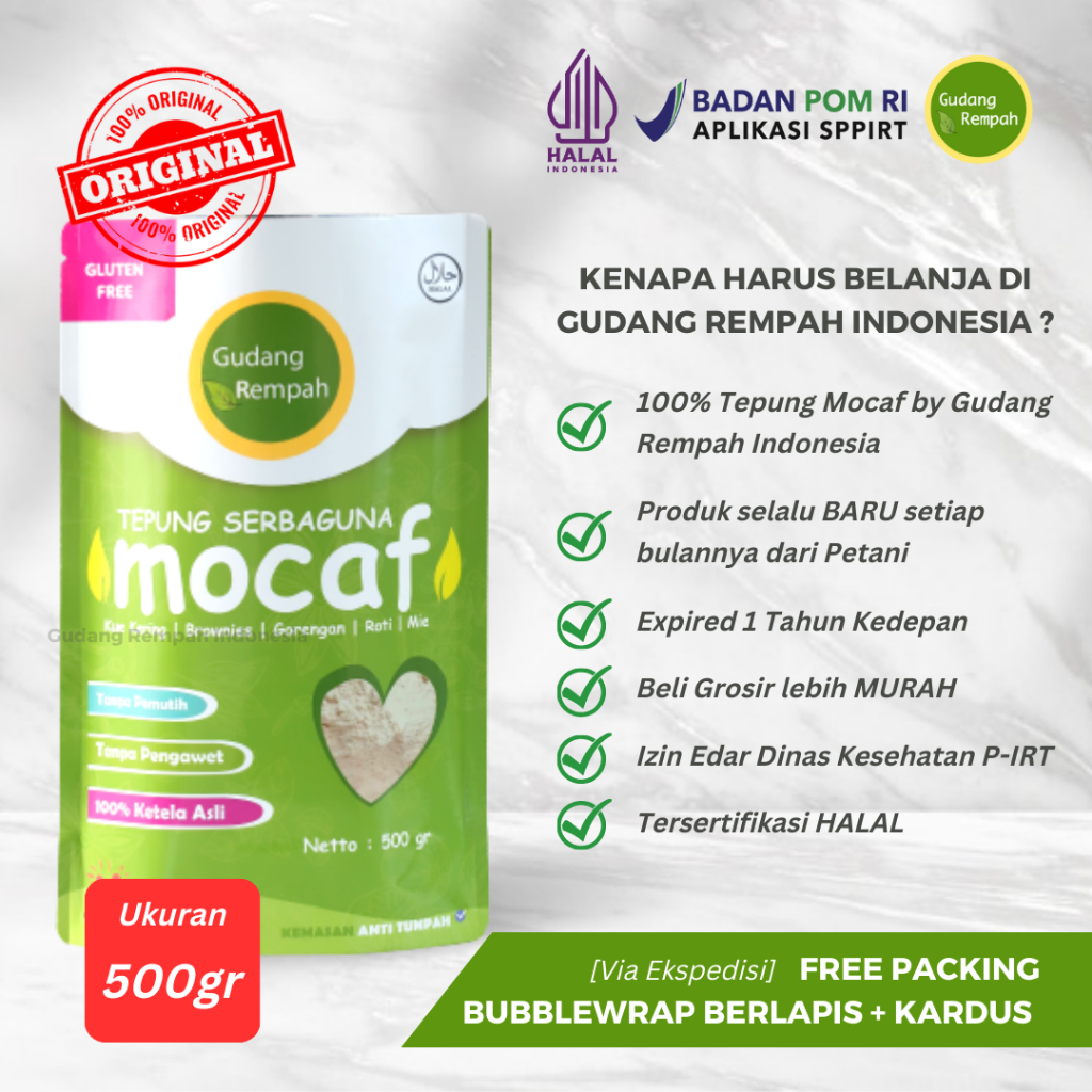 Jual [PROMO 1.1] 500gr GRI Tepung Mocaf Gluten Free HALAL Tepung ...