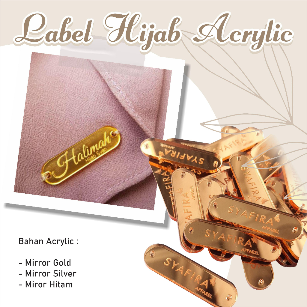 Jual (30 pcs) Label Nama Custom Akrilik Hijab – Pin Aksesoris Branding ...