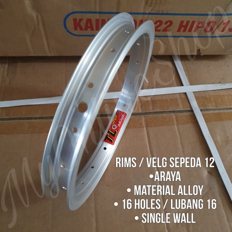 Jual Rims Velg Sepeda Anak 12 Inch Araya Alloy 16 Holes 16H Lubang 16 ...