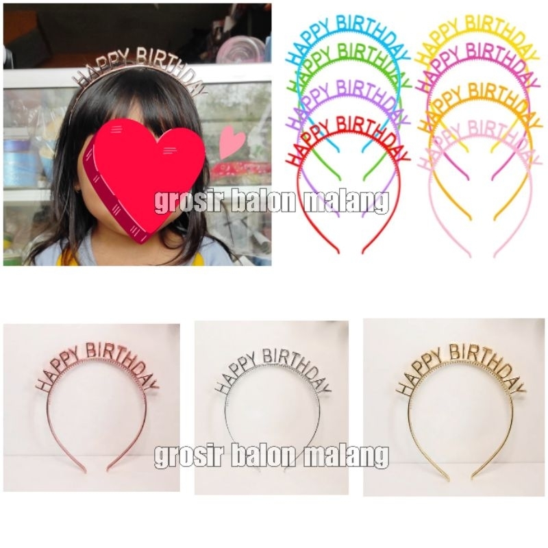 Jual bando happy birthday headband mahkota plastik bandana aksesoris ...