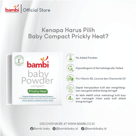 Jual Bambi Baby Compact Powder Prickly Heat 40gr | Bedak Padat Biang ...