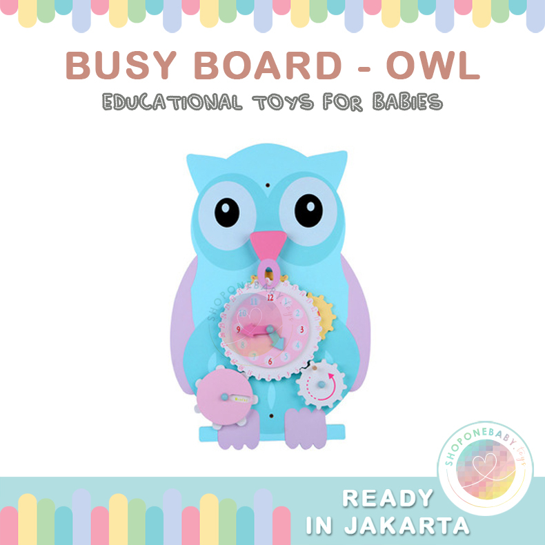 Jual Busy Board Owl Wooden Activity Wall Toys Mainan Montessori Kayu ...