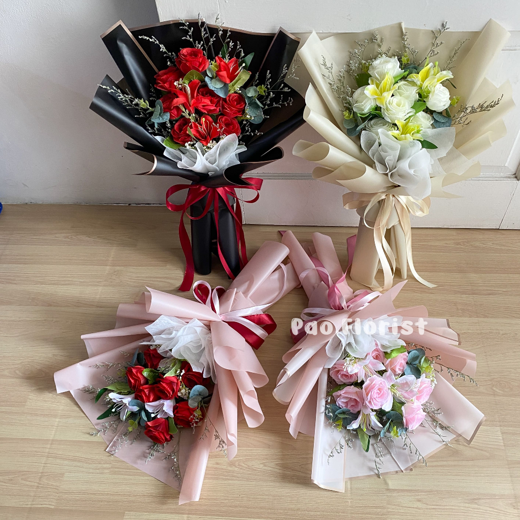 Jual PAO FLORIST 10 Tangkai Bunga Mawar + Lily Palsu (ARTIFICIAL FLOWER ...