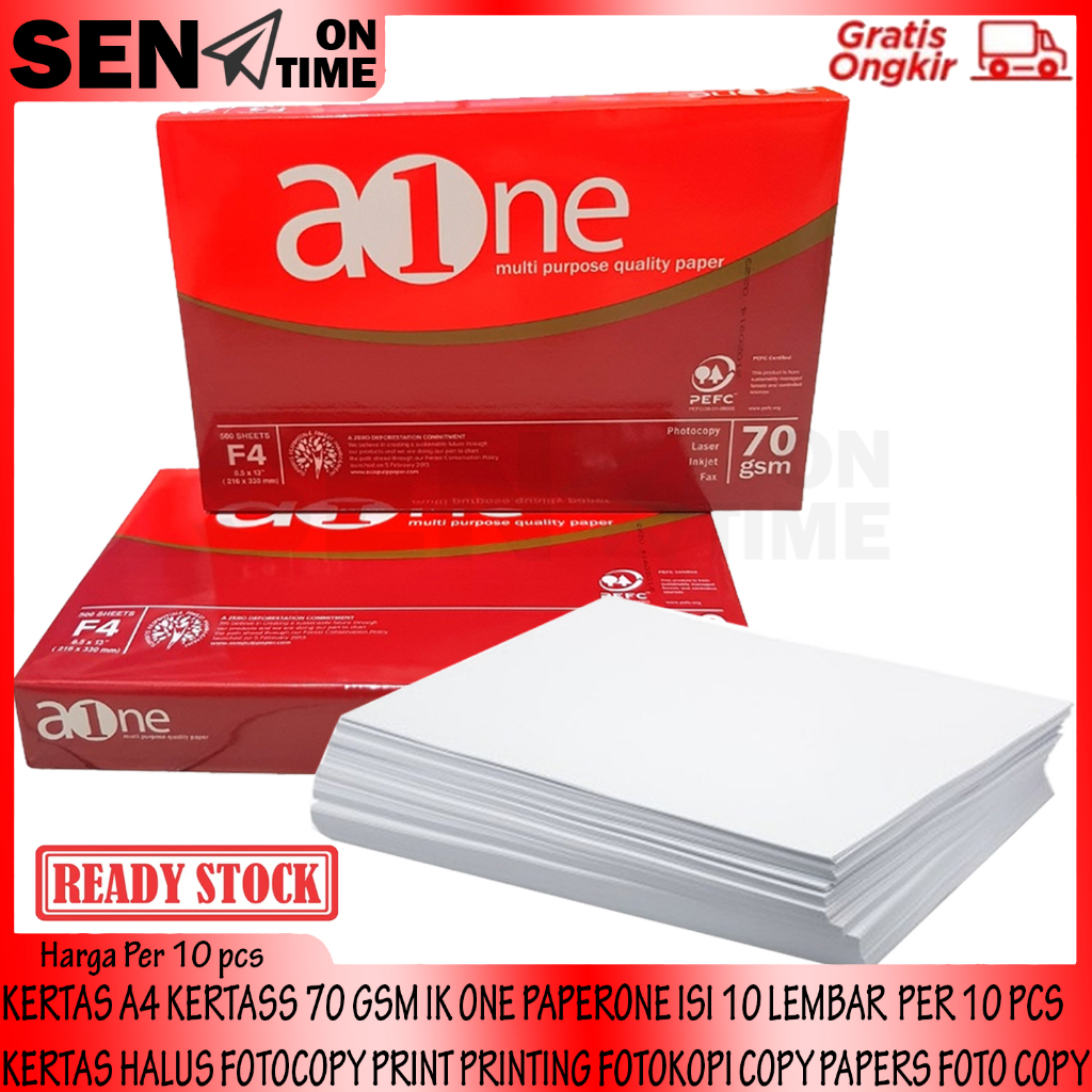 Jual KERTAS A4 70 GSM IK ONE PAPERONE ECERAN ISI 10 LEMBAR PER 10 PCS ...