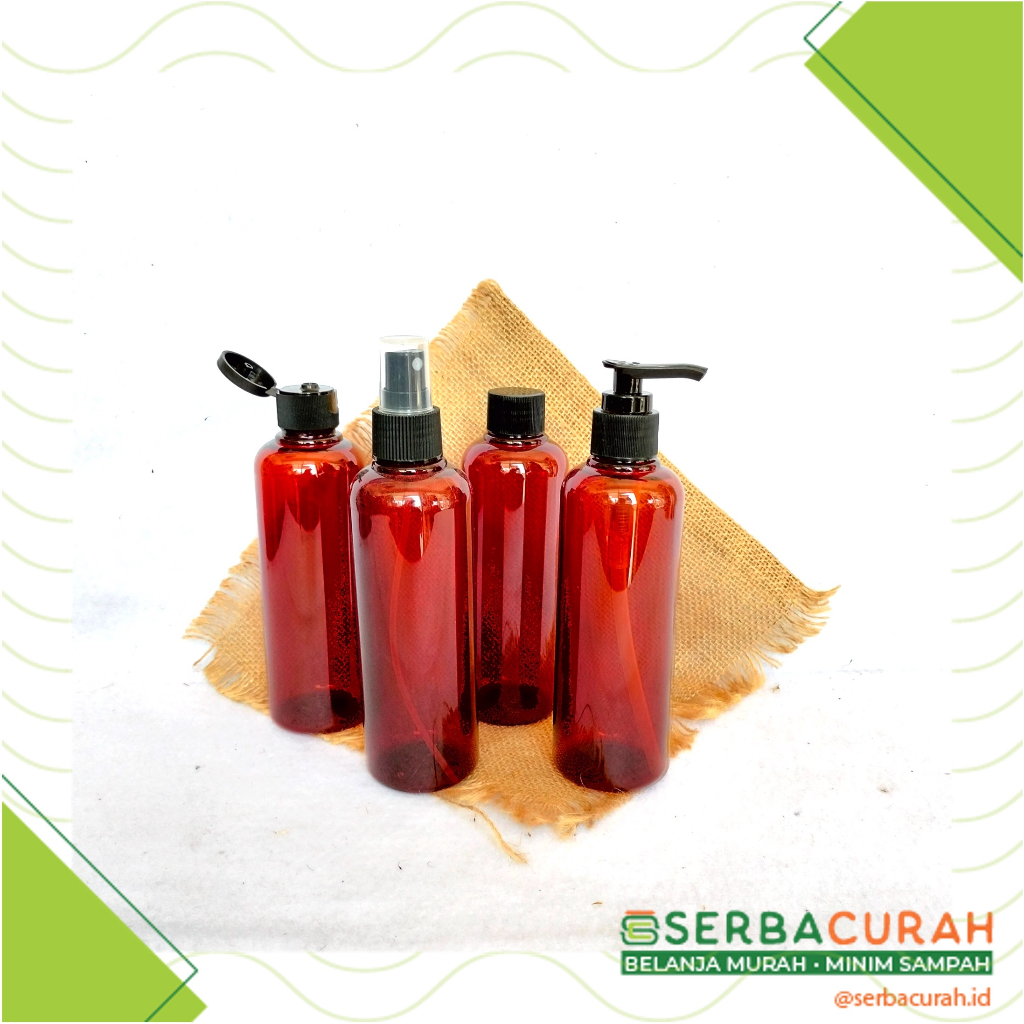 Jual Botol Plastik 250 ml Cokelat + Tutup/Pump/Sprayer | Shopee Indonesia