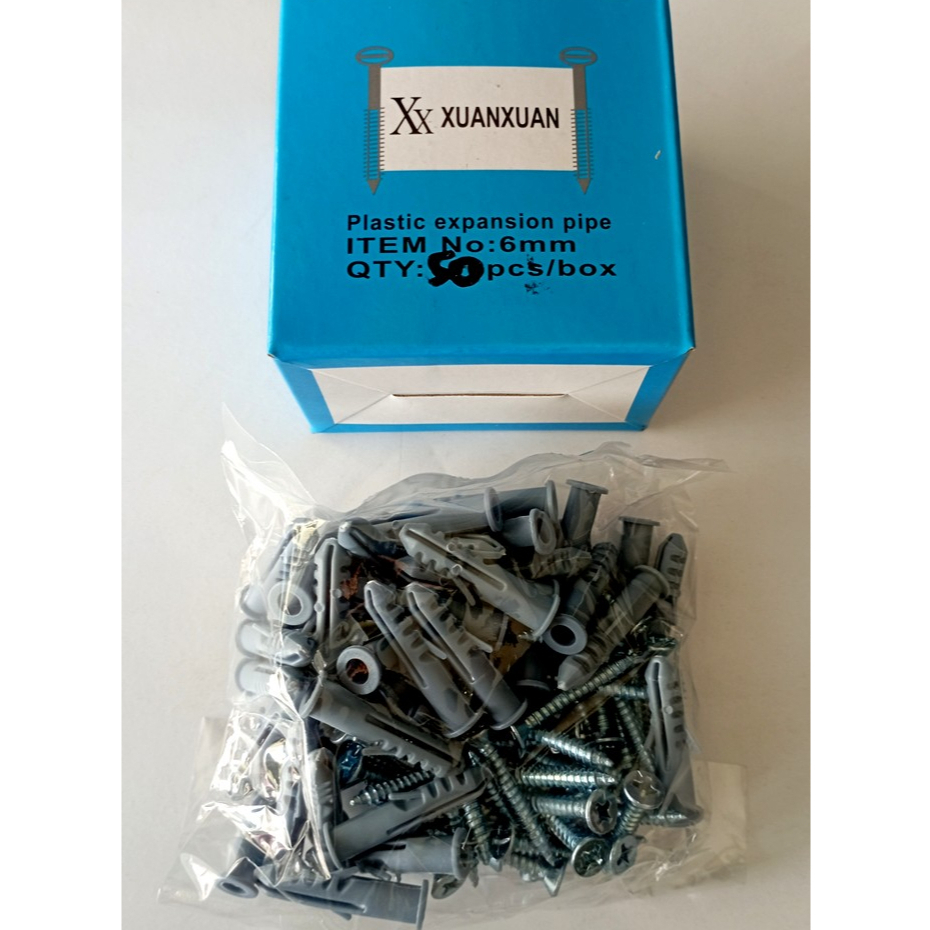 Jual FISER + BAUT 6MM ISI 50 PCS (Plastic Expansion Pipe + Baut ...