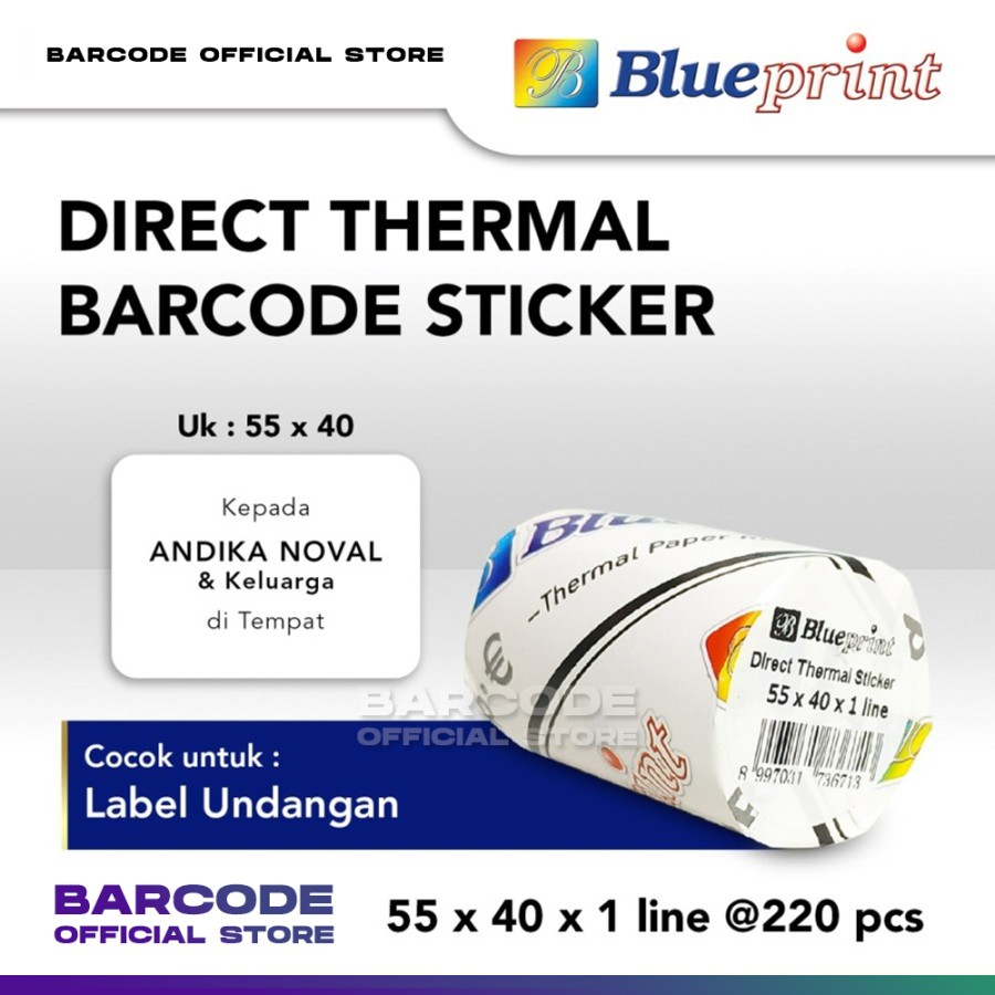 Jual Label Termal 55 x 40 / 55x40 mm / 55x40mm Stiker Printer Bluetooth ...