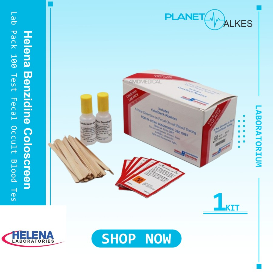 Jual Helena Benzidine Coloscreen Lab Pack 100 Test Fecal Occult Blood ...