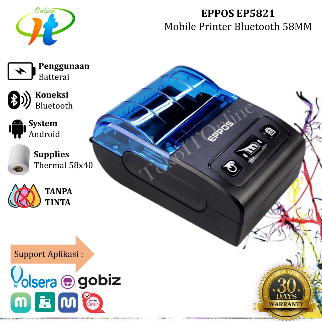 Jual Mini Mobile Printer Bluetooth 58mm Portable Eppos EP5821 RPP02N EP-5821 EP 5821 Print Struk ...