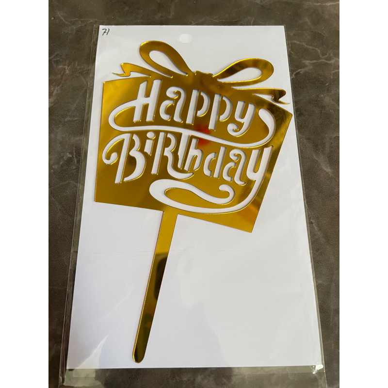 Jual topper happy birthday gold part 2 / toper ulang tahun / topper ...