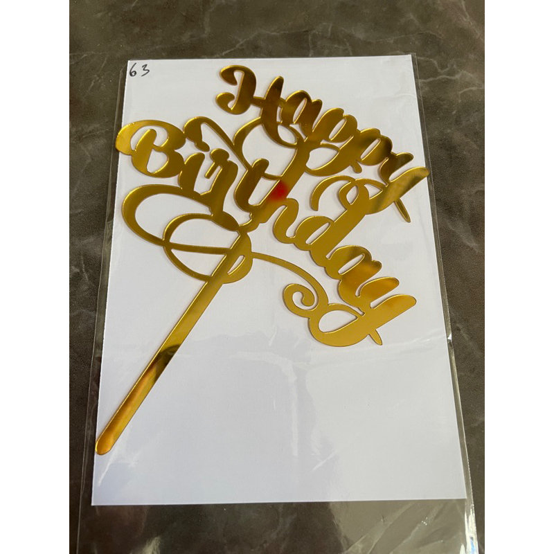 Jual topper happy birthday gold part 2 / toper ulang tahun / topper ...