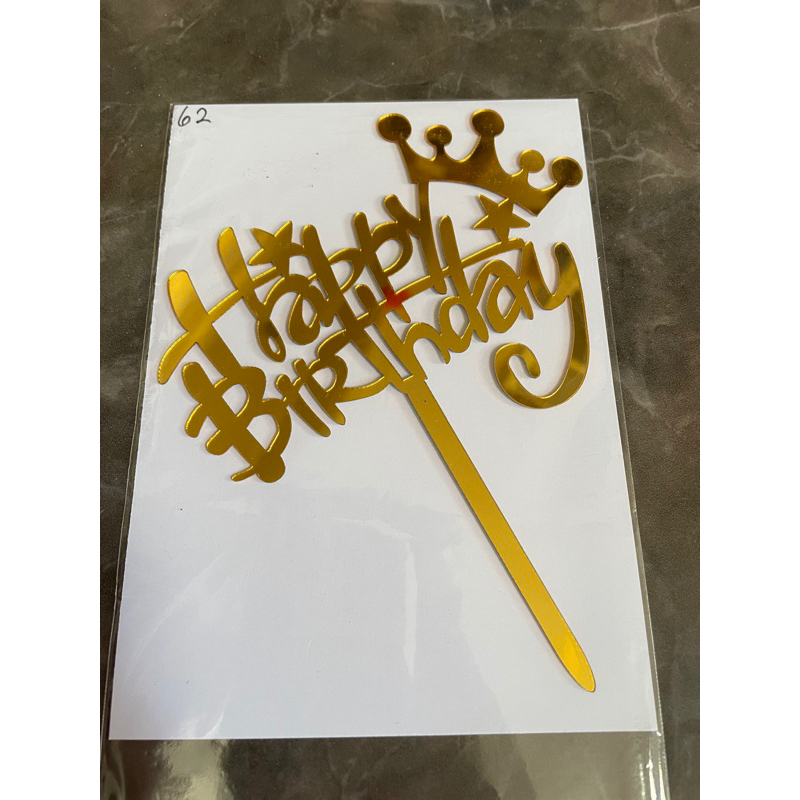 Jual topper happy birthday gold part 2 / toper ulang tahun / topper ...