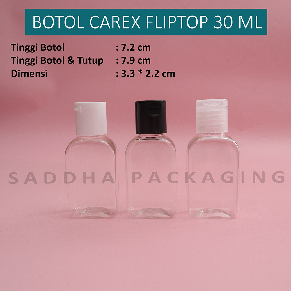 Jual Botol CAREX 30ml Bening Clear Fliptop / Botol Lotion / Botol Shampoo / Botol HandGel 30 ml ...