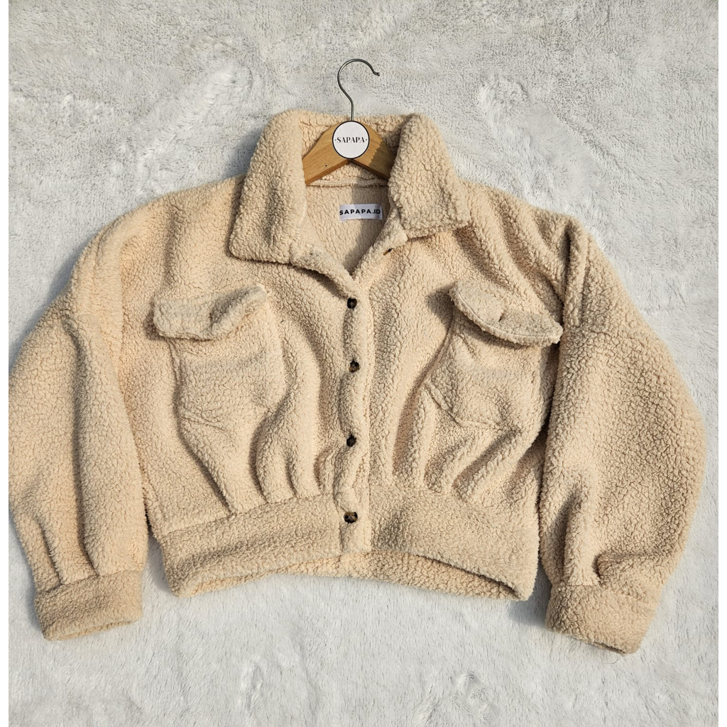 Jual [COD] Sweater Jaket Faux Fur Button Crope Sherpa | Shopee Indonesia