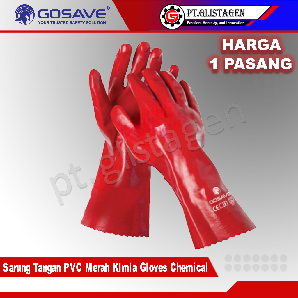 Jual GOSAVE Sarung Tangan Karet Kimia PVC 14" inch Chemical Glove | Shopee Indonesia