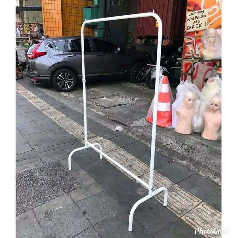 Jual Gawang Baju Verona Pipa Bulat Oval Putih / Hitam Stand Gawangan ...