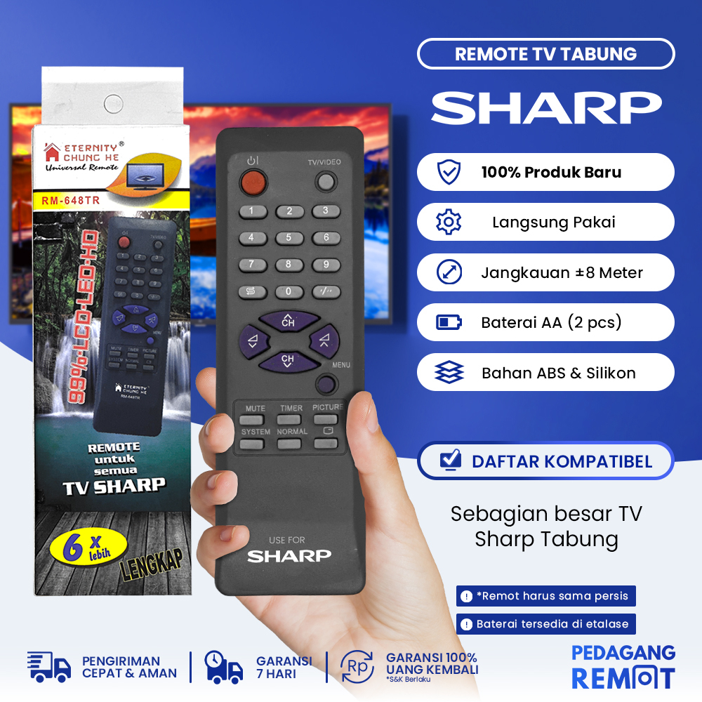 Jual Remot Remote TV Sharp Tabung Slim Flat Multi Universal | Shopee Indonesia