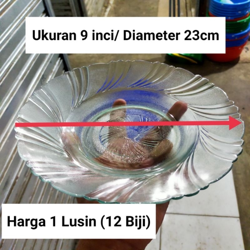 Jual piring makan kaca BENING ukuran 9 inci diameter ±23cm (Harga 1 ...