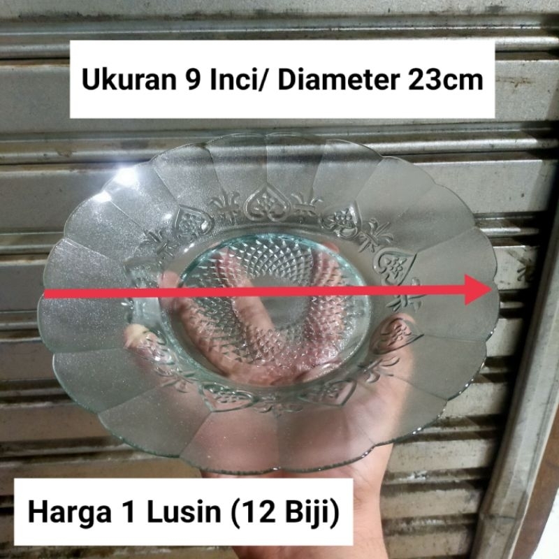Jual piring makan kaca BENING ukuran 9 inci diameter ±23cm (Harga 1 ...
