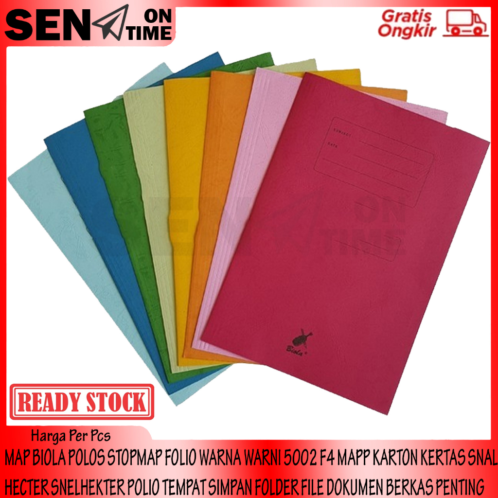 Jual MAP BIOLA POLOS STOPMAP FOLIO WARNA WARNI 5002 F4 MAPP KARTON ...