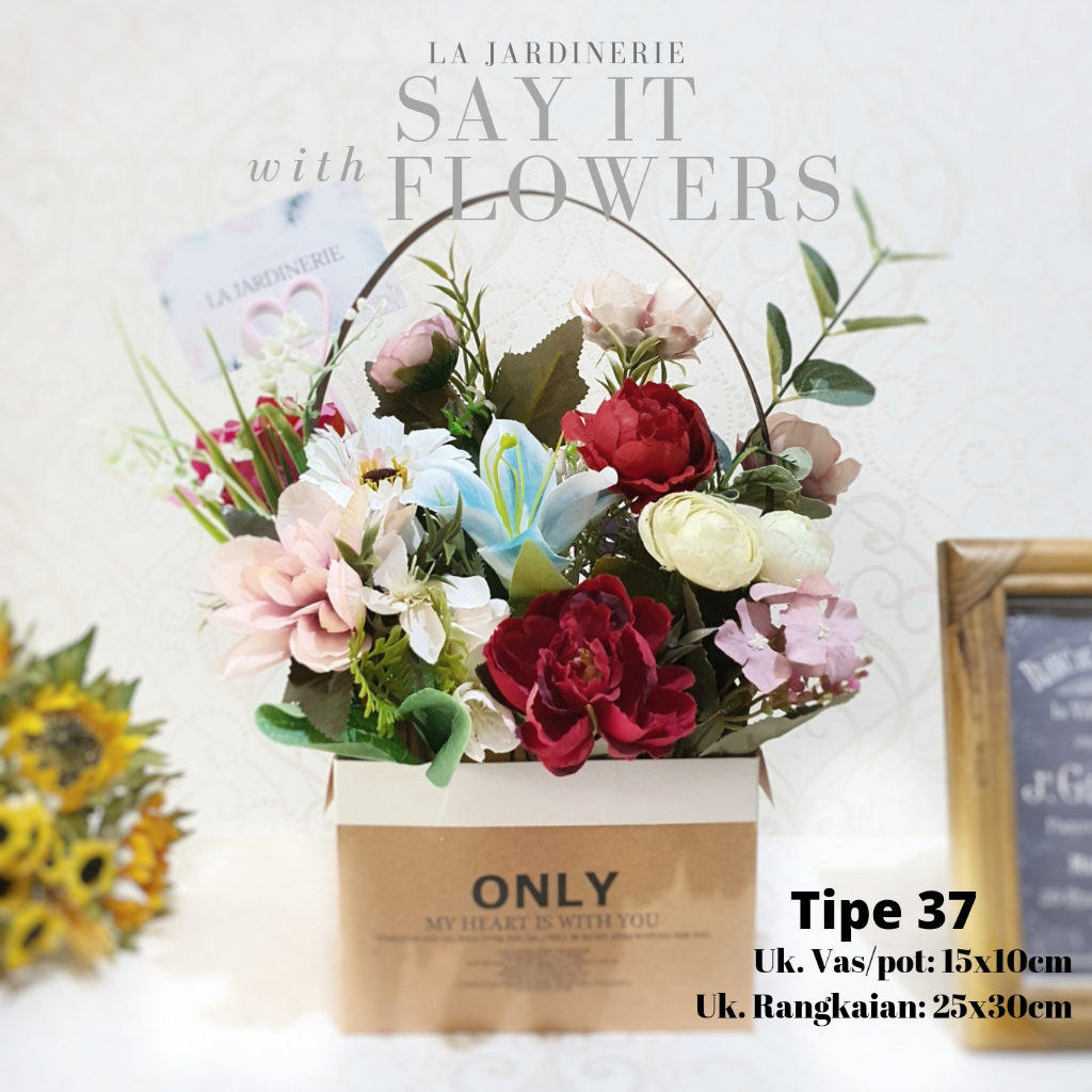 Jual Rangkaian Bunga Artificial Plastik Ucapan Selamat Bloom Box Kado Buket Bouquet Hadiah ...