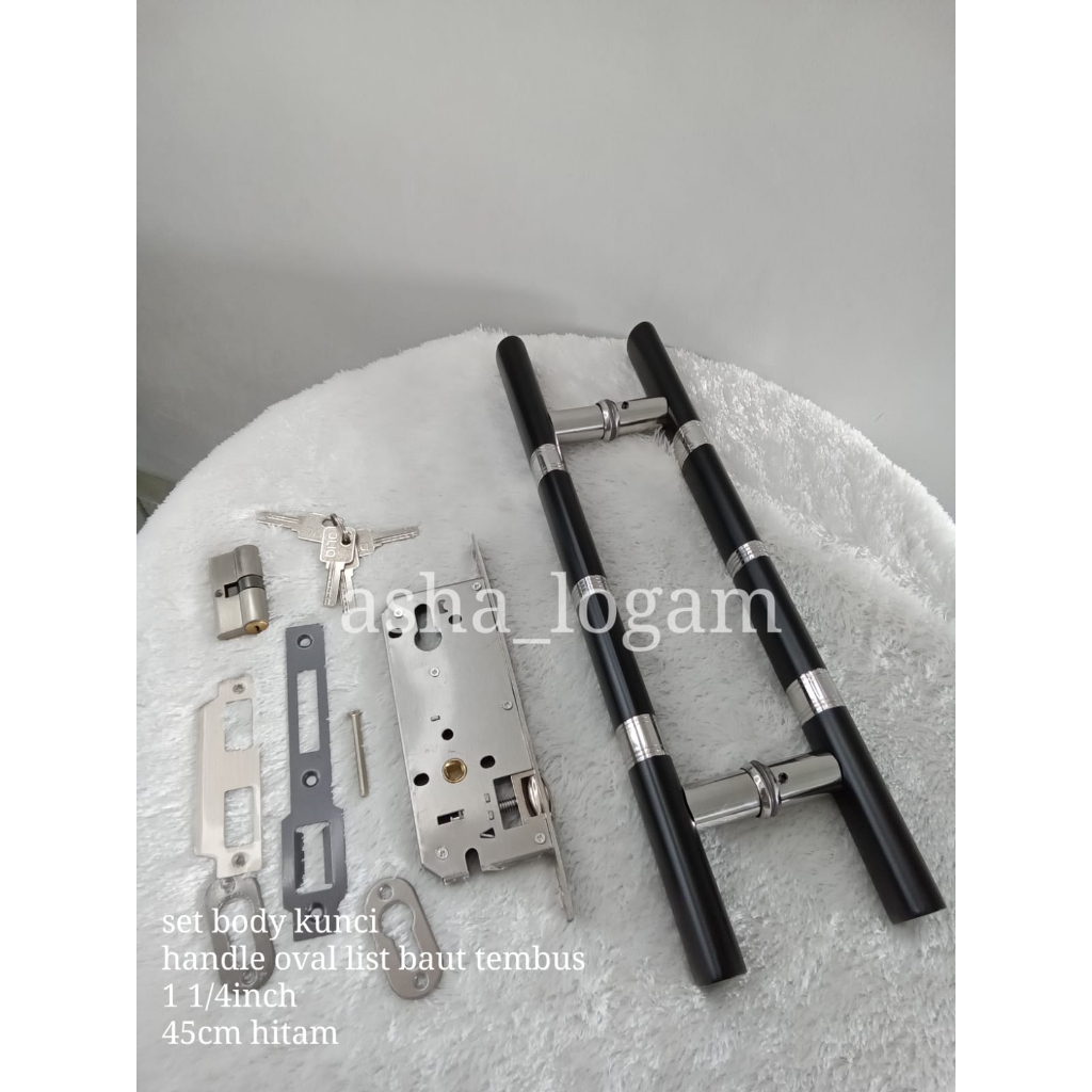 Jual set handle pintu baut tembus set body kunci gagang pintu stainless ...