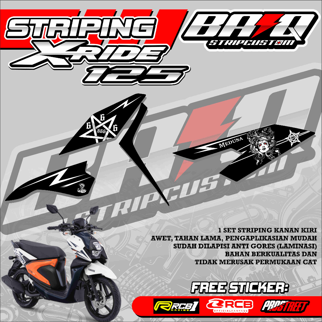 Jual STICKER STRIPING X-RIDE 125 - STRIPING X-RIDE 125 PREMIUM MEDUSA ...