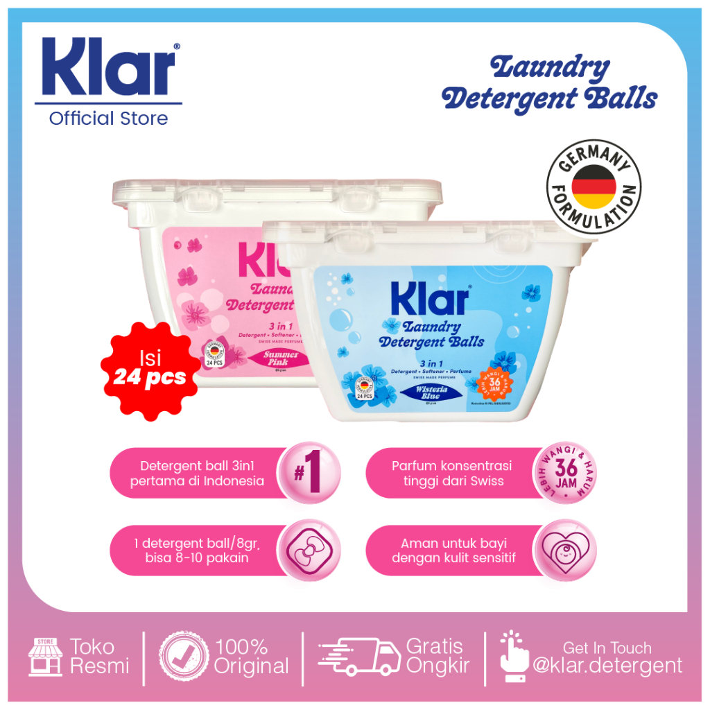 Jual KLAR LAUNDRY DETERGENT BALL 3IN1 (BOX) DETERGENT INSTAN PAKAI ...