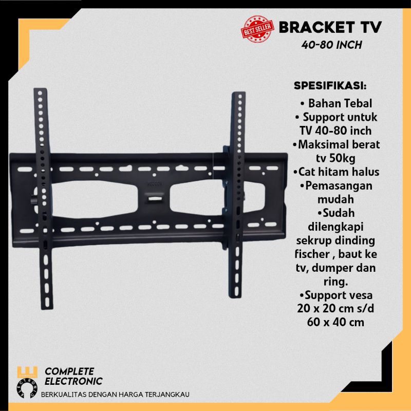 Jual Bracket TV Braket TV 40 43 50 55 60 65 70 75 80 85 inch Universal ...