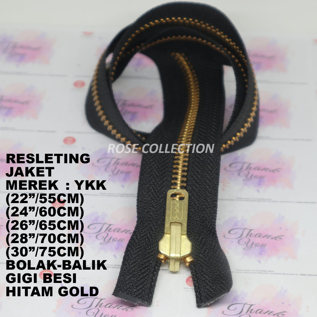 Jual Resleting Zipper Jaket YKK Gigi Besi Hitam - Gold Bolak Balik | Shopee Indonesia